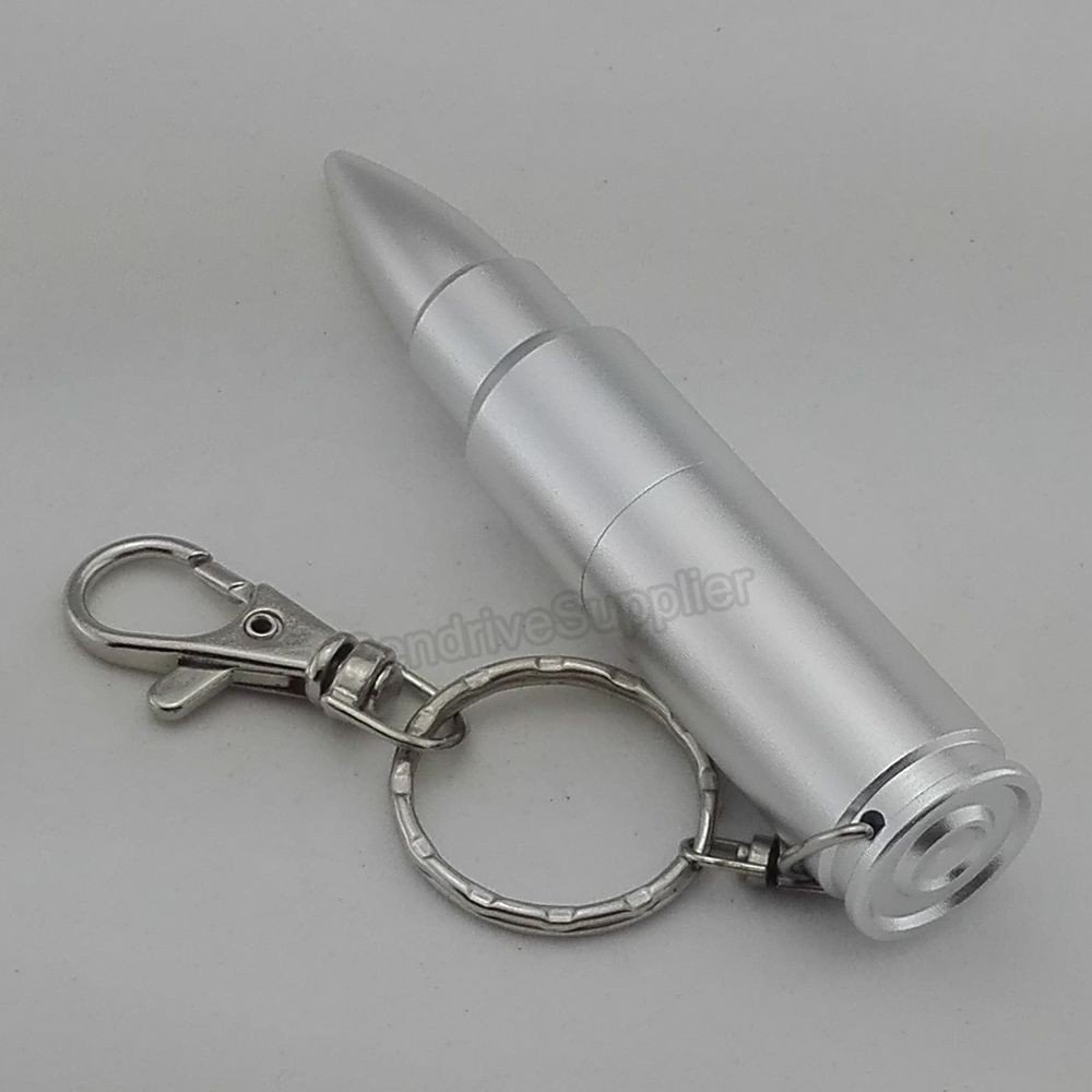 16GB Silver Pendrive Novelty Bullet Keychain USB Flash drive Memory ...