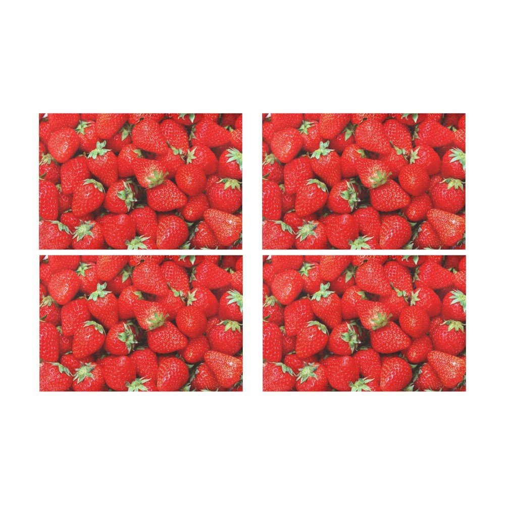 (Set of 4) 12" x 18" Strawberries Plate Place Mat