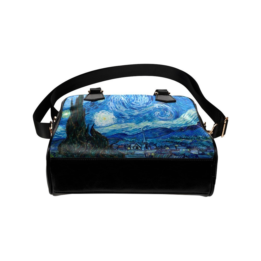 Starry Night Van Gogh PU Leather Shoulder Handbag Bag