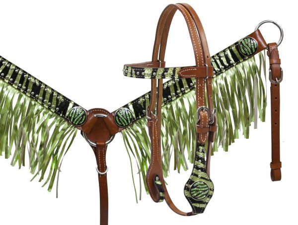 NEW Metallic Green Shimmer Pony Size Fringe Tack Set