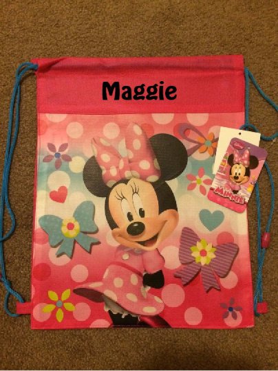 Disney MINNIE MOUSE Drawstring Backpack Sling Bag – Personalized
