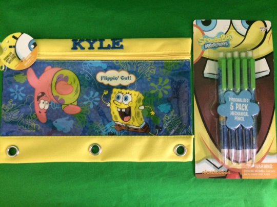 SpongeBob SquarePants 3 Ring Binder Pencil Case Pouch - Monogrammed