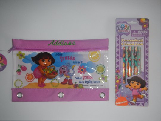 Dora the Explorer 3 Ring Binder Pencil Case Pouch - Monogrammed