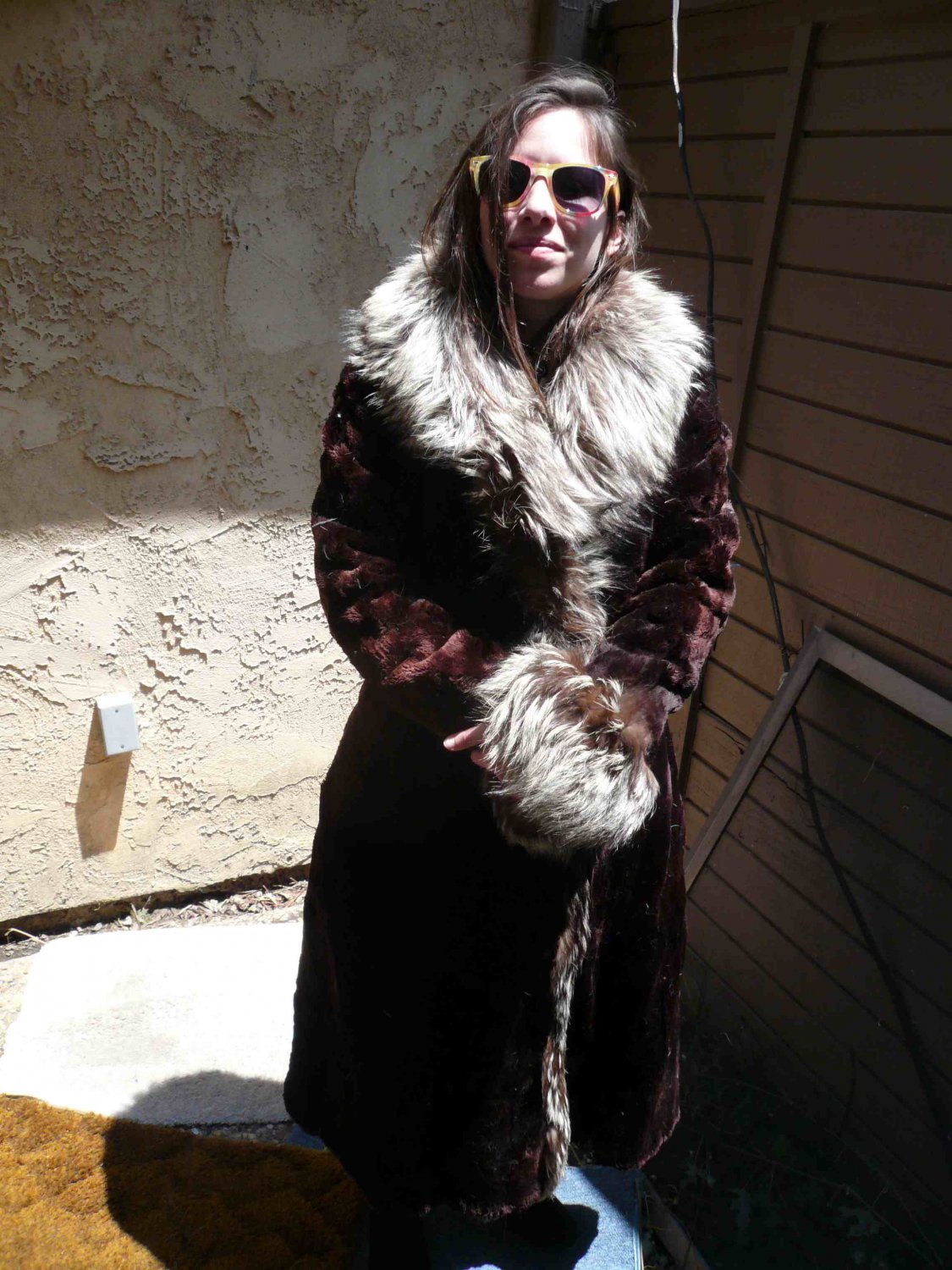 Rabbit/Velvet? Fur coat with Fox Trim (#109)