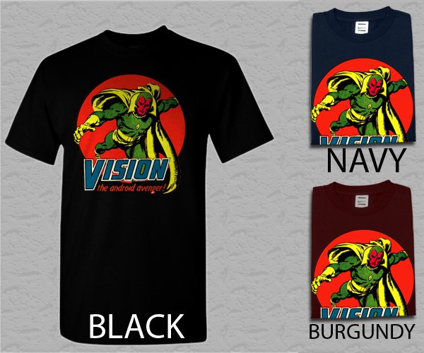Men T Shirt Vision Marvel Comics The Avengers Adult T-Shirt S - XXL