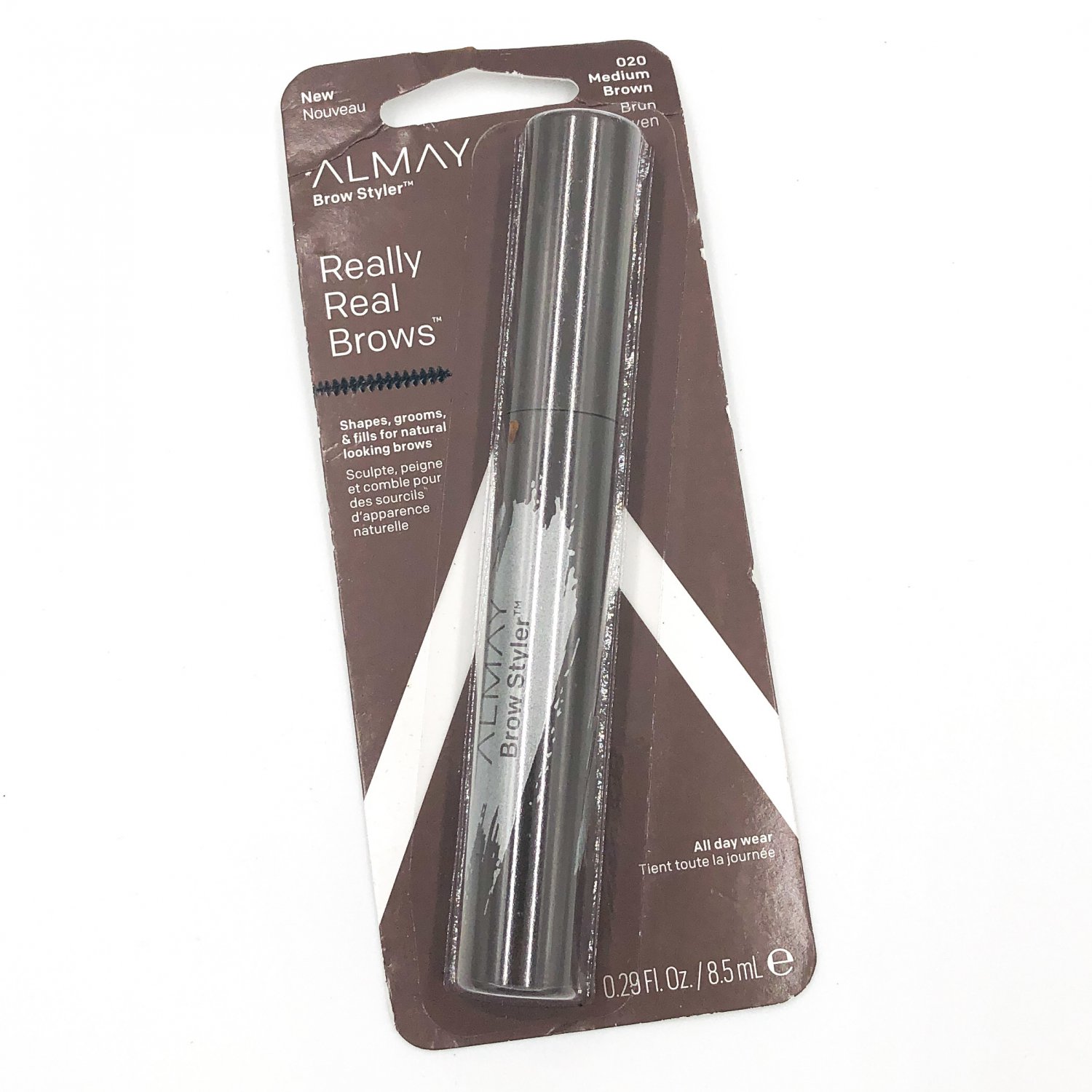 Almay Brow Styler Really Real Brows Brow Mascara 020 Medium Brown