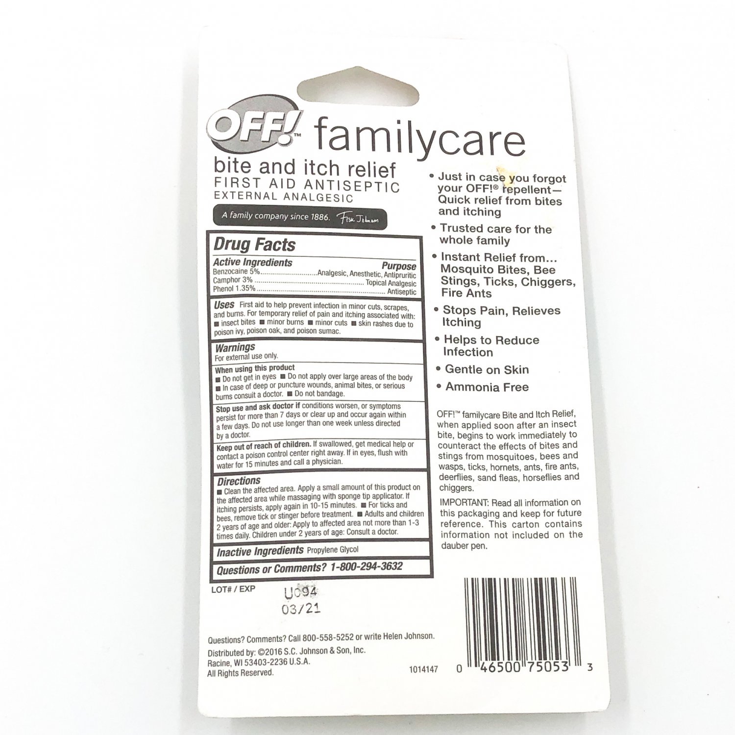 OFF! Bite and Itch Relief First Aid Antiseptic Pen