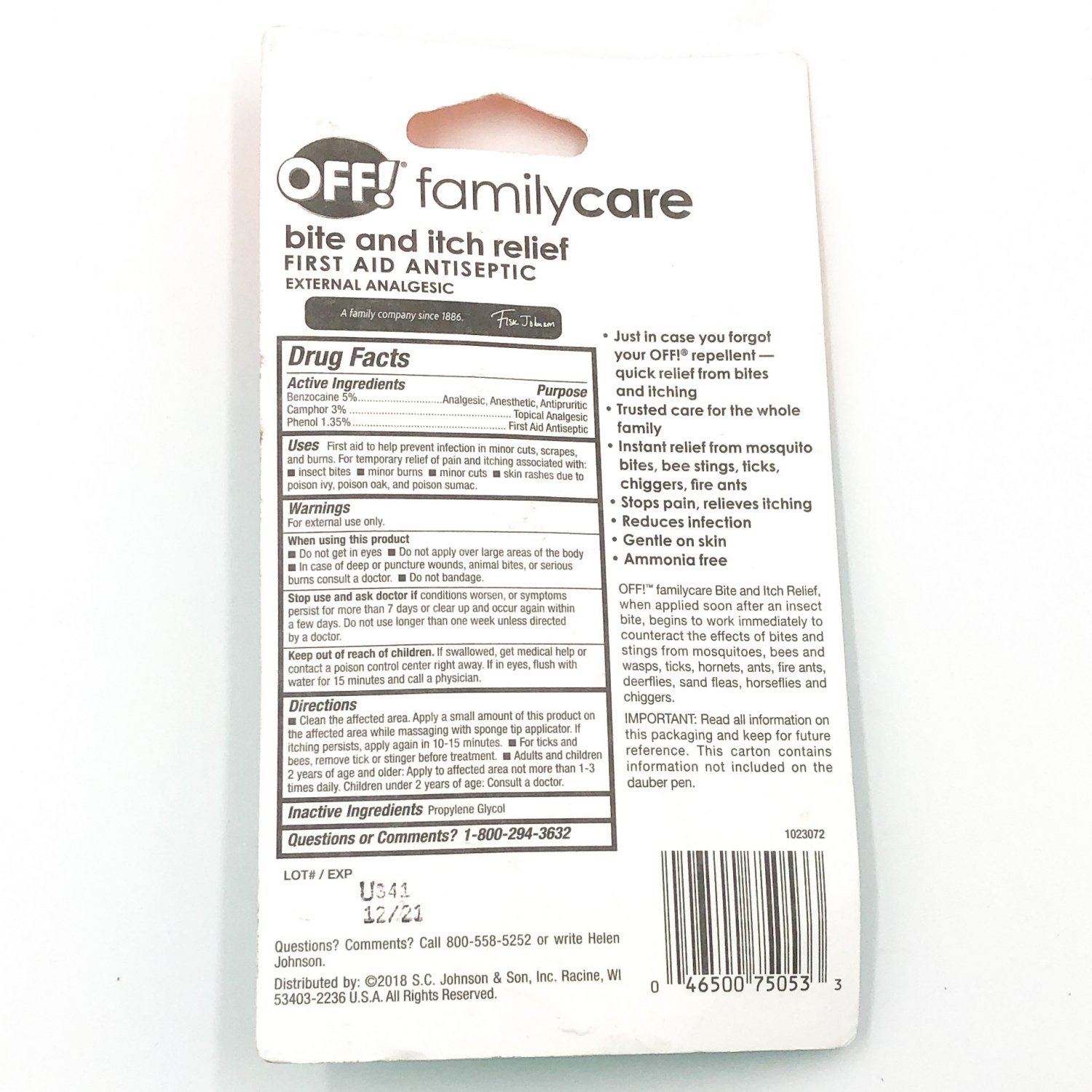 OFF! Bite and Itch Relief First Aid Antiseptic Pen