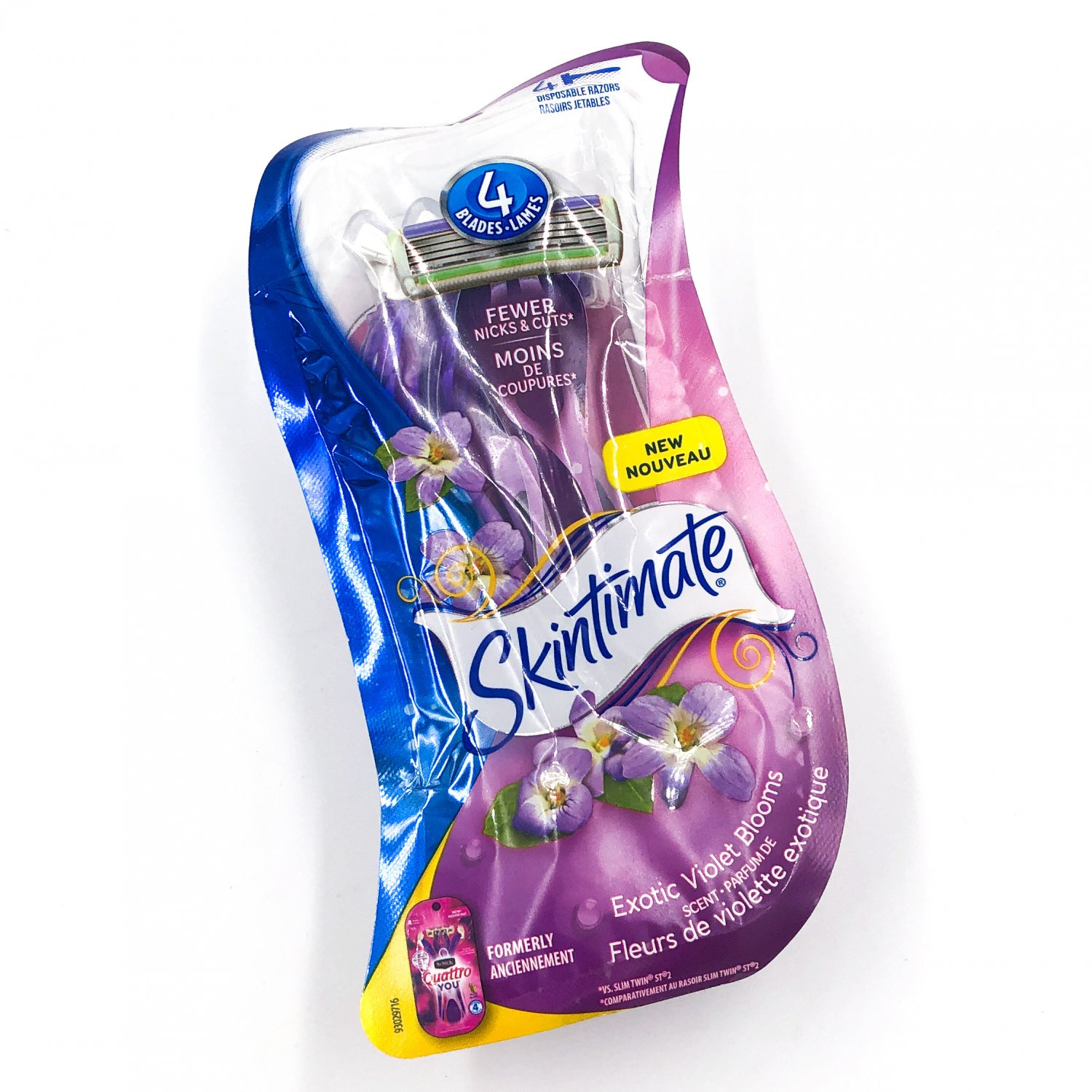 Skintimate Exotic Violet Blooms Disposable Razors 4 Ct