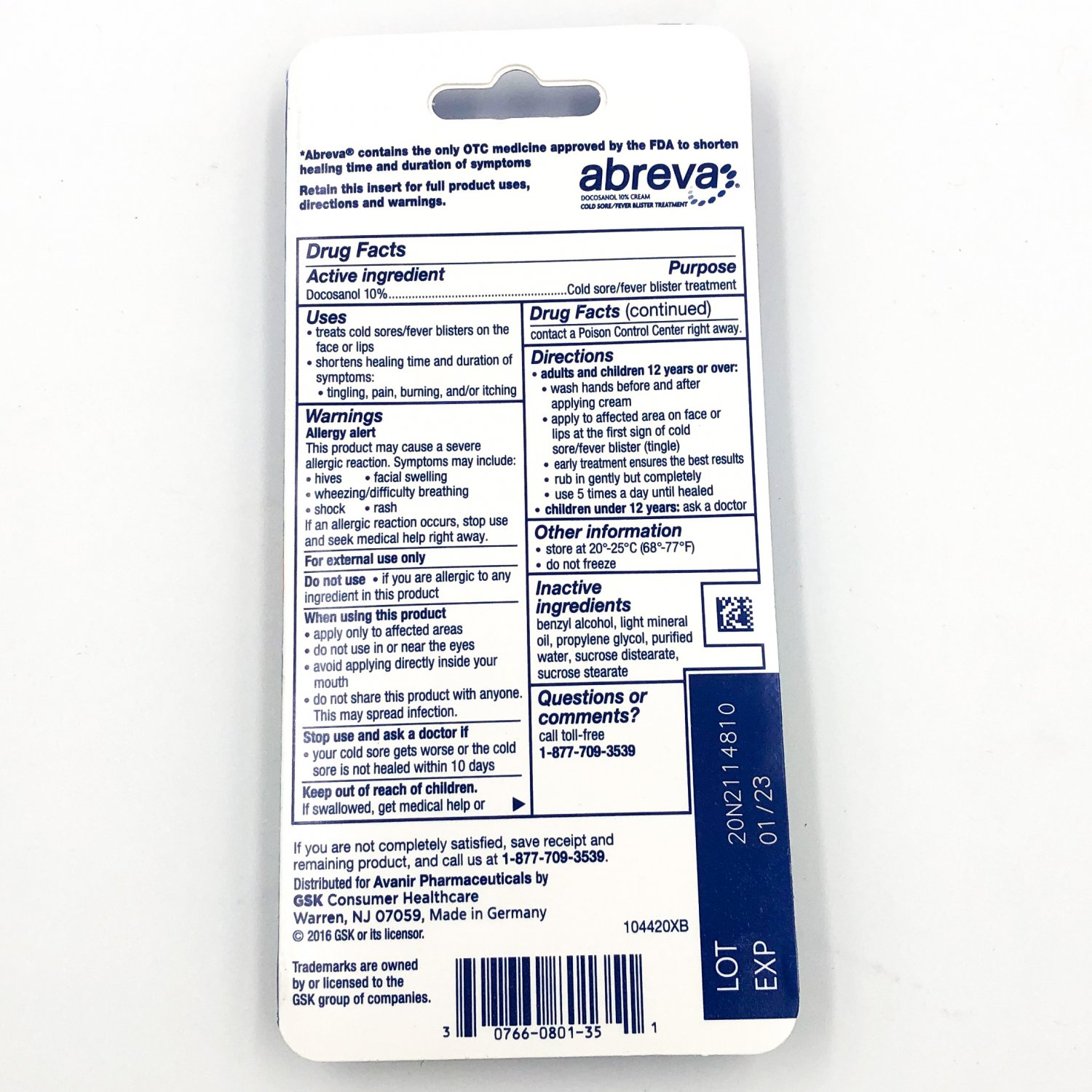 Abreva Cold Sore & Fever Blister Treatment Cream
