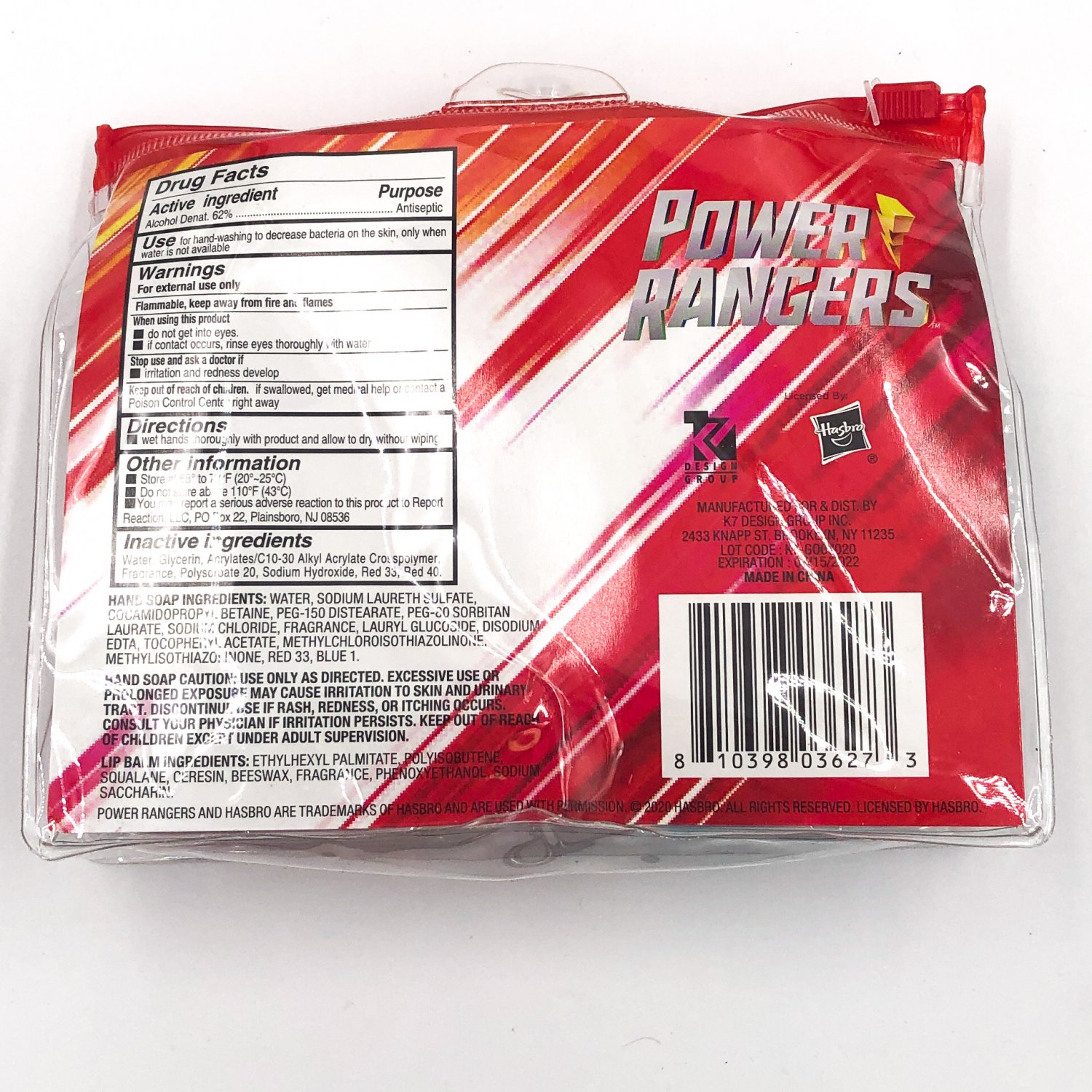 Power Rangers Lip Balm Hand Soap & Sanitizer Travel Set