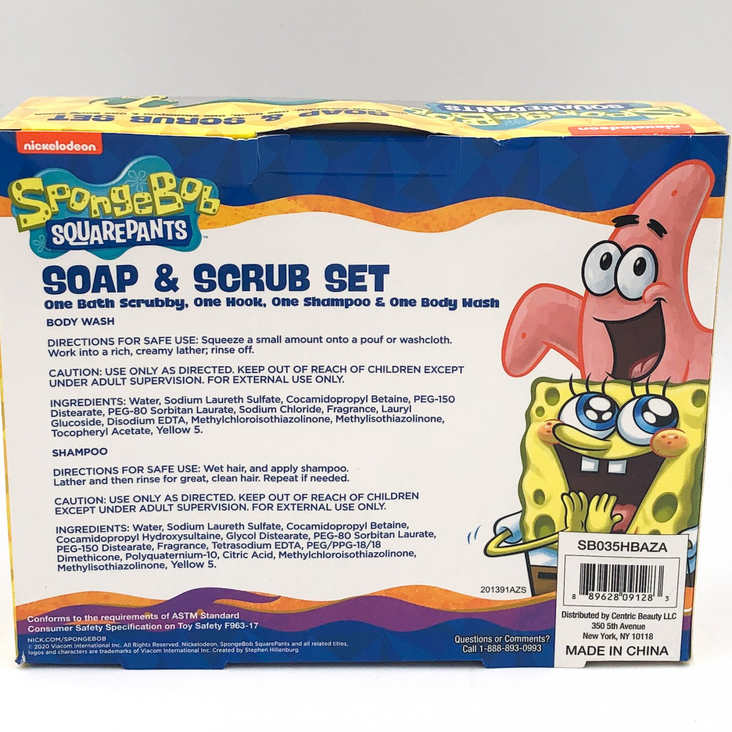 SpongeBob Squarepants Kids 4-PC Soap & Scrub Bath Set