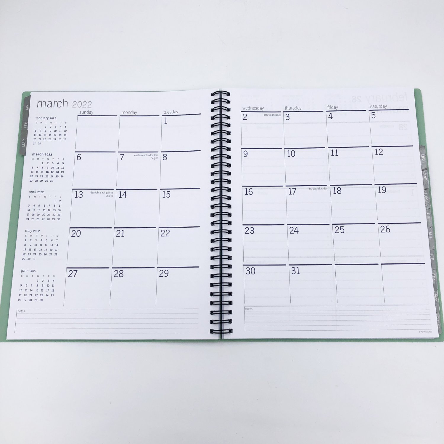 PlanAhead 18-Month Monthly/Weekly Planner Sage Green