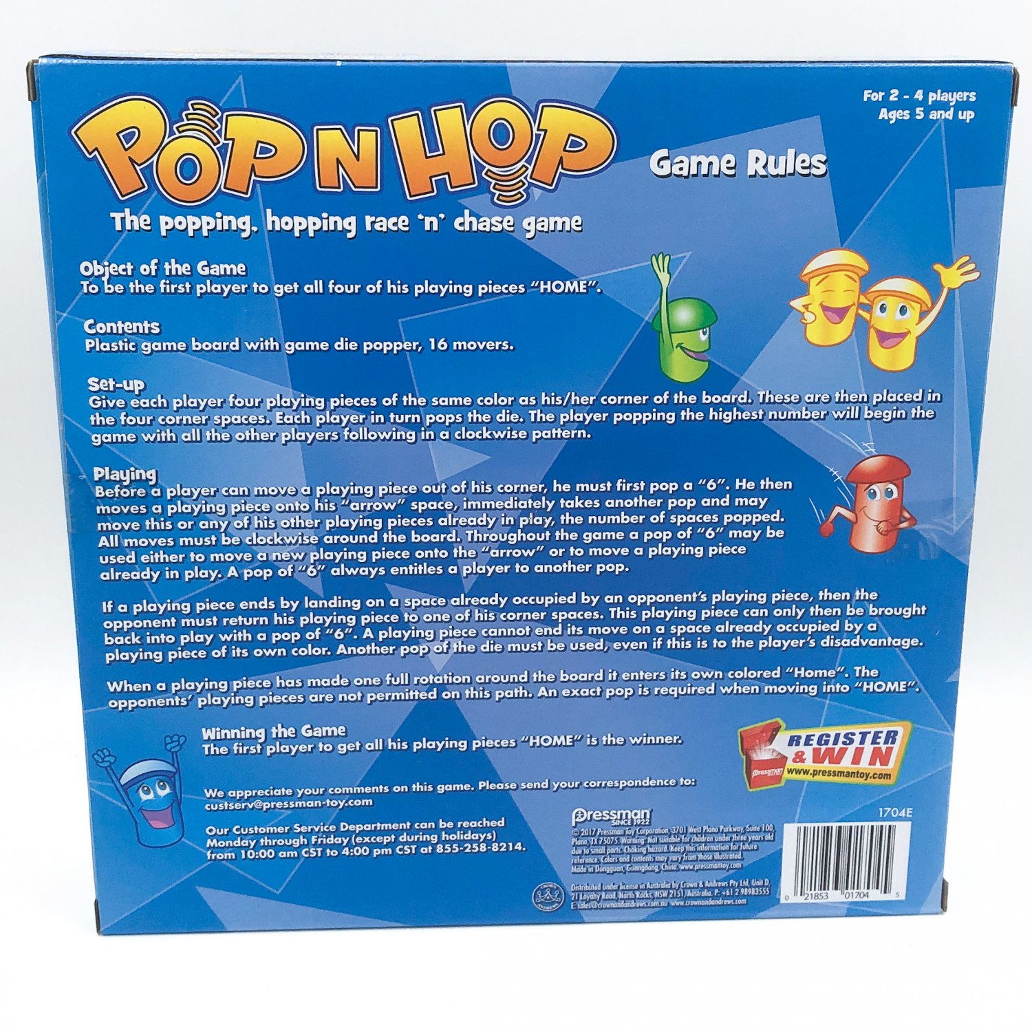 Pop N Hop Game Pressman Boardgame