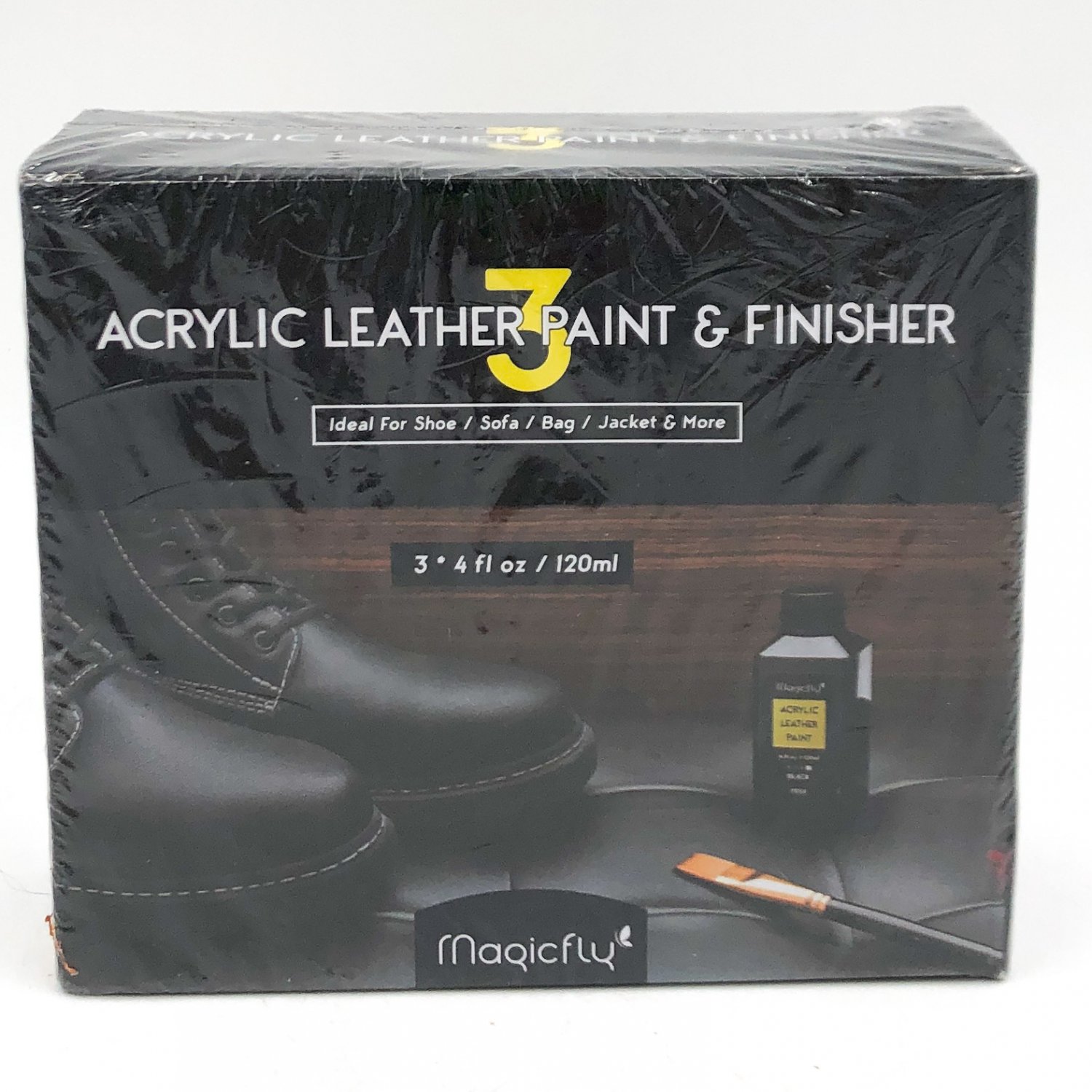 MagicFly Acrylic Leather Paint & Finisher Black/Glow in the Dark Green