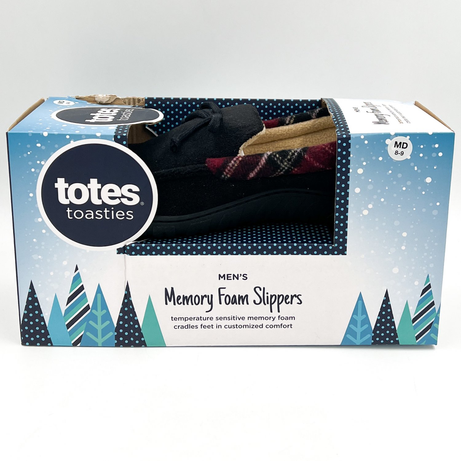 Totes Toasties Mens Memory Foam Loafers Slippers Black size Medium 8-9