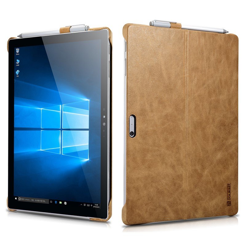 Microsoft Surface Pro 7/ Pro 6/ 5/ Pro 4 Genuine Leather Plain Grain ...