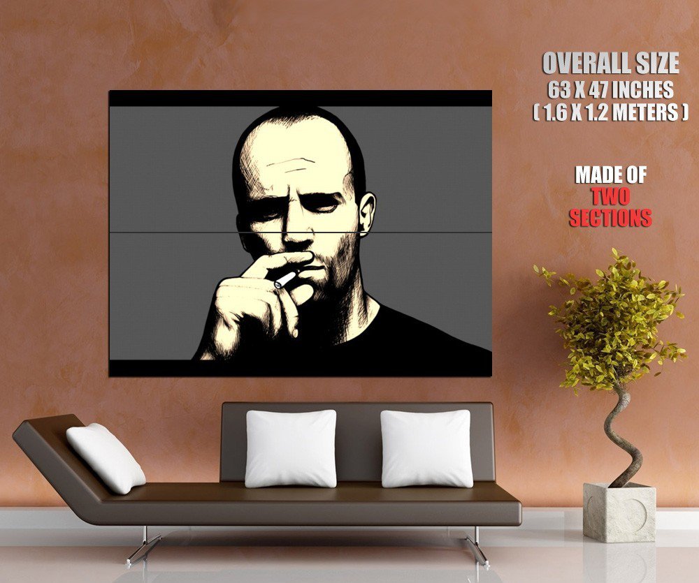 Jason Statham Smoking Art Actor Huge Giant Print Poster