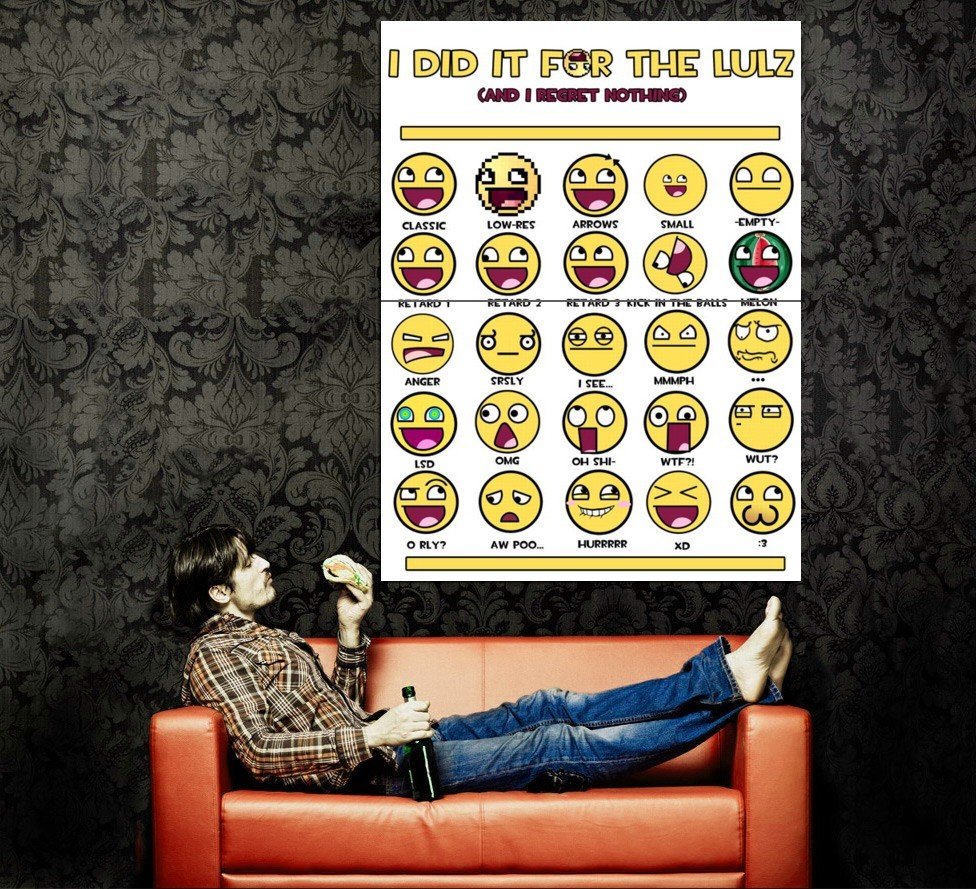 Smiley Faces Lulz Funny Emotions Art Huge 47x35 Print Poster