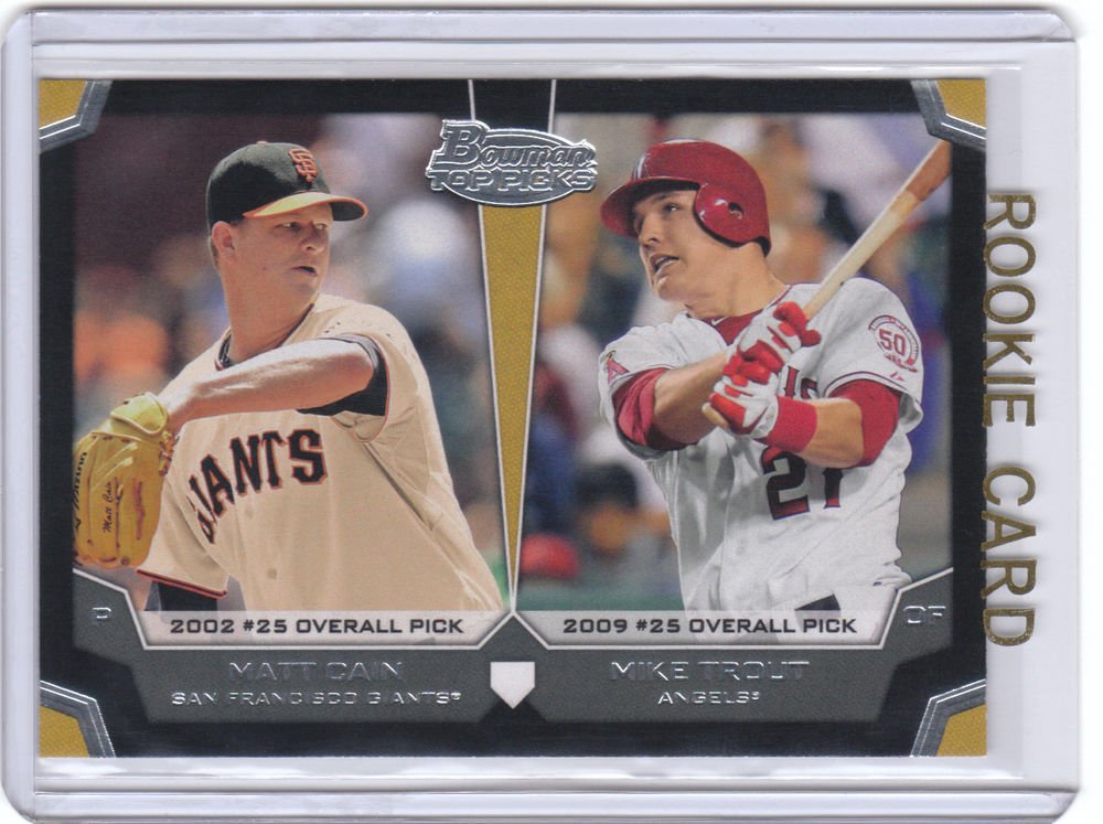 RC~MIKE TROUT~MATT CAIN 2012 Bowman Draft_ROOKIE CARD~12~MVP~ROY~ALL ...