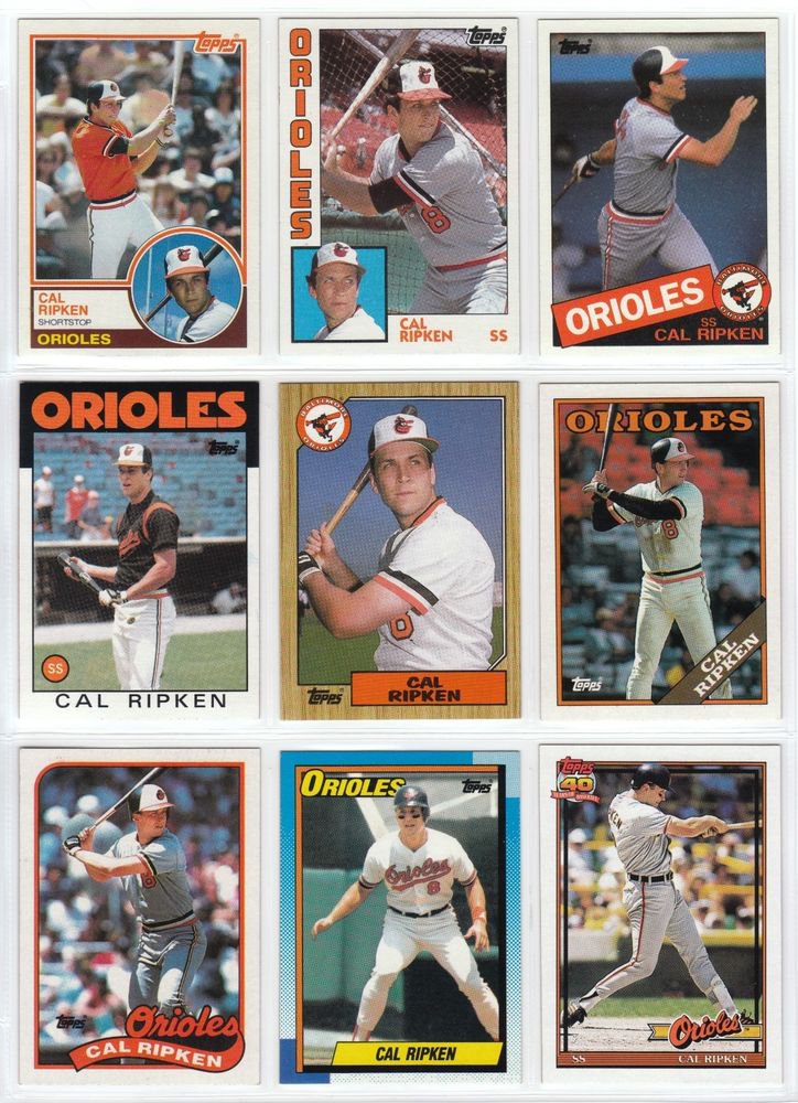 10x CAL RIPKEN JR 1983-1991 Topps CARD LOT w/2006 Rookie of the Week ...