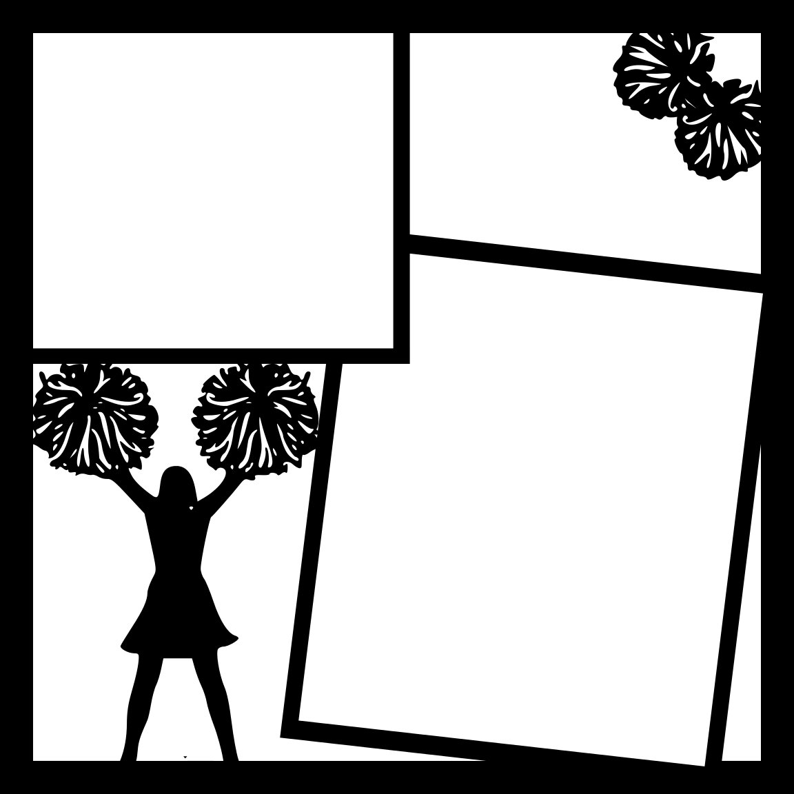 Cheerleading Theme. Pre-made 12x12 Scrapbook Layout Page Overlays