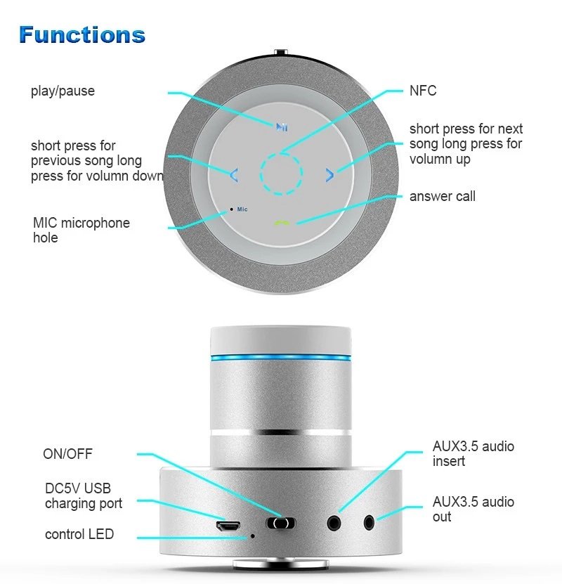 Vibration Bluetooth Speaker NFC Touch HIFI Subwoofer ( Black )