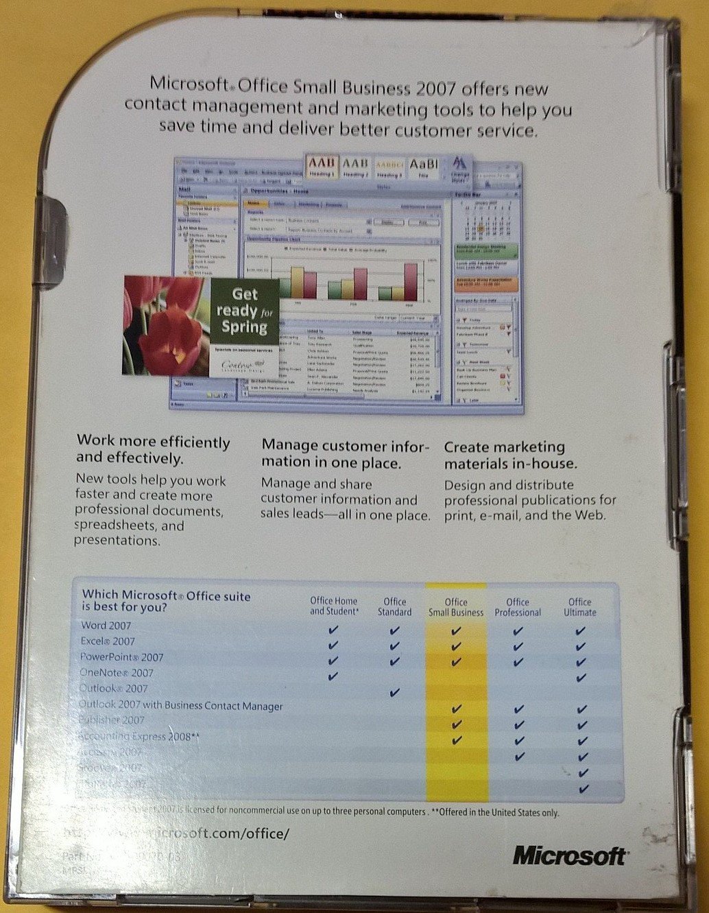 MICROSOFT OFFICE SMALL BUSINESS 2007 UPGRADE RETAIL WIN32 CD SKU# W87 ...