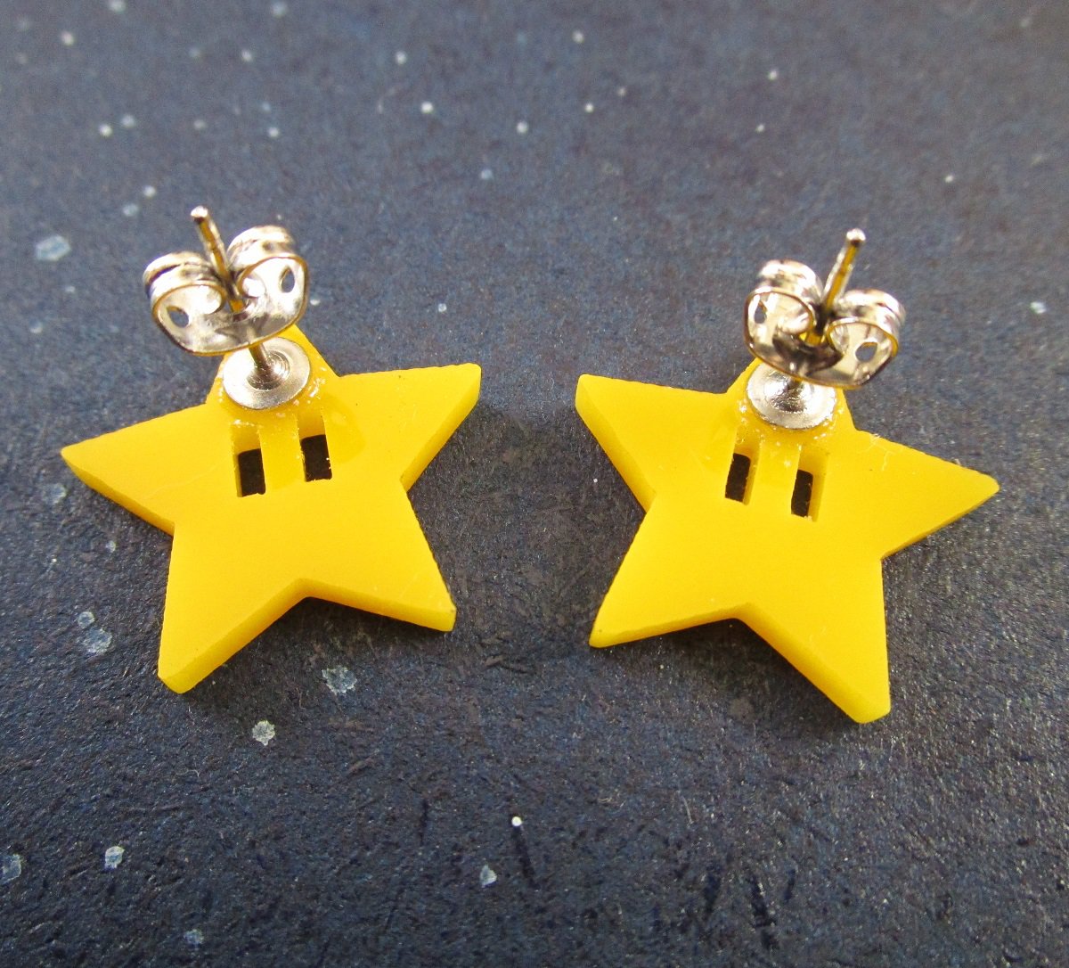 Invincibility Star Inspired Power Up Big Yellow Stud Earrings Super ...