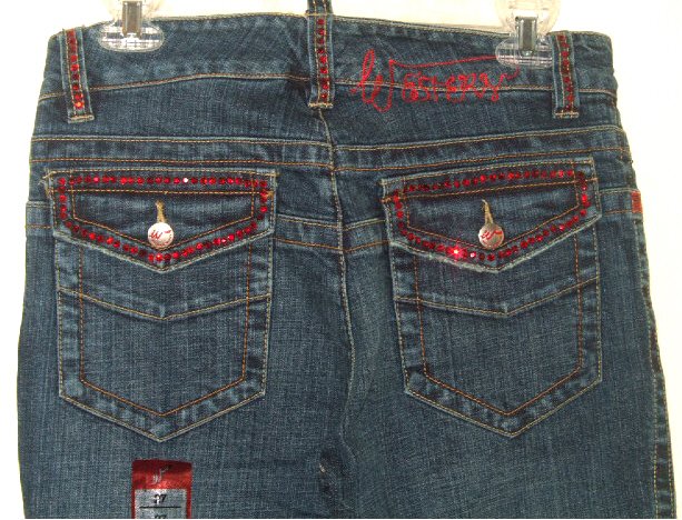 NWT WESTERN DENIM BANK EMBELLISHED JEANS WITH RHINESTONES BOOT CUT sz 27