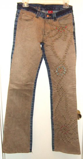 NWT WESTERN DENIM BANK EMBELLISHED JEANS like CHAPS BOOT CUT sz 27