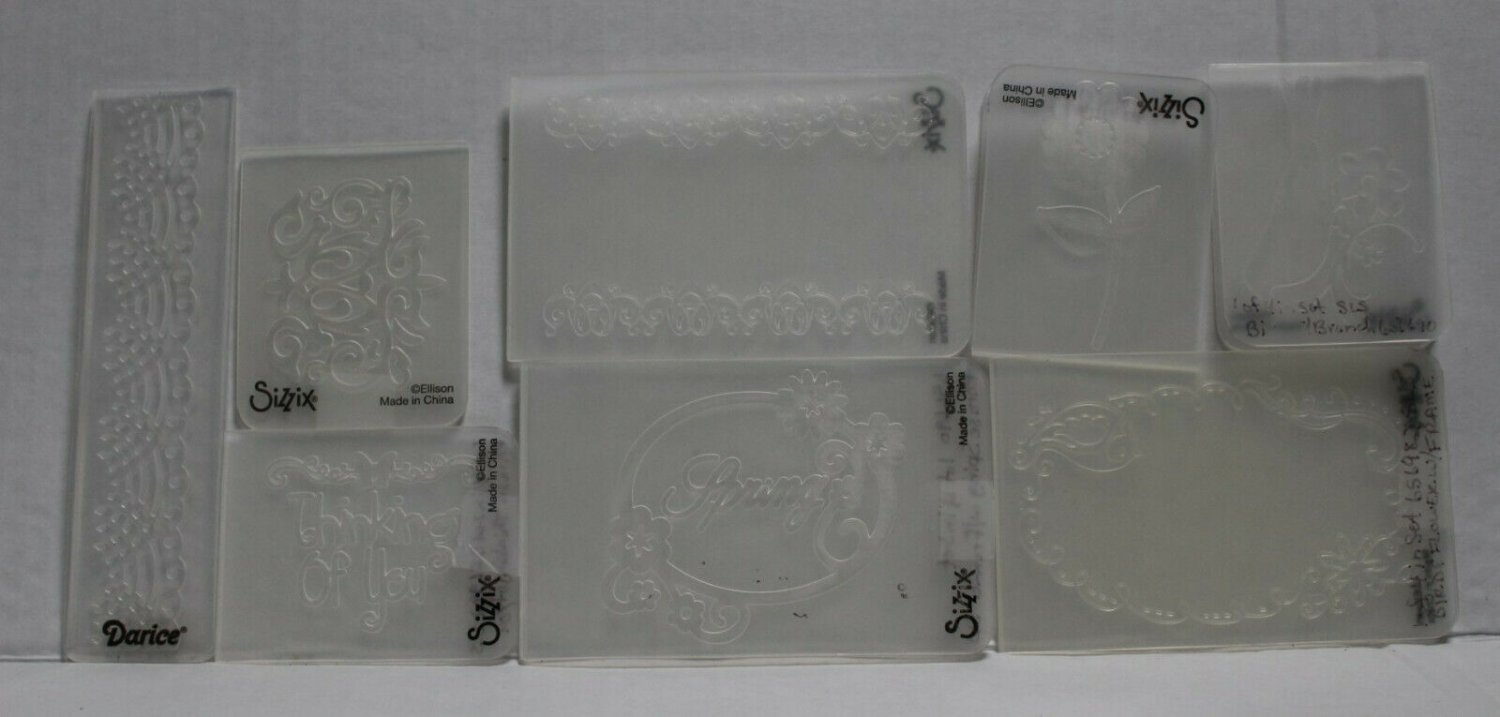 Sizzix Cuttlebug Embossing Folders Flowers Borders Frames Lot of 8