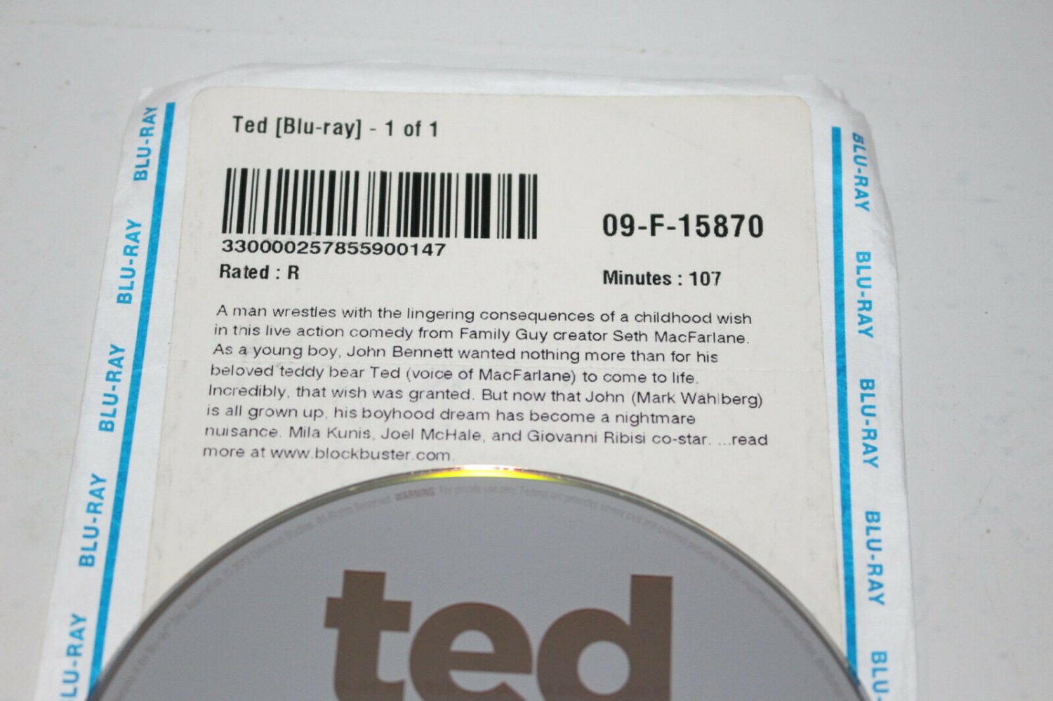 Ted (Blu-ray) in Blockbuster Rental Sleeve