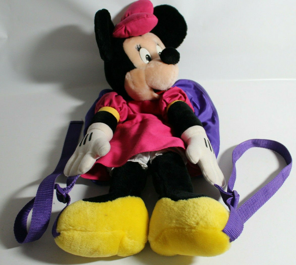 Disney 18 inch Minnie Mouse Plush Doll Backpack w 10 in Purple Zipper Pouch