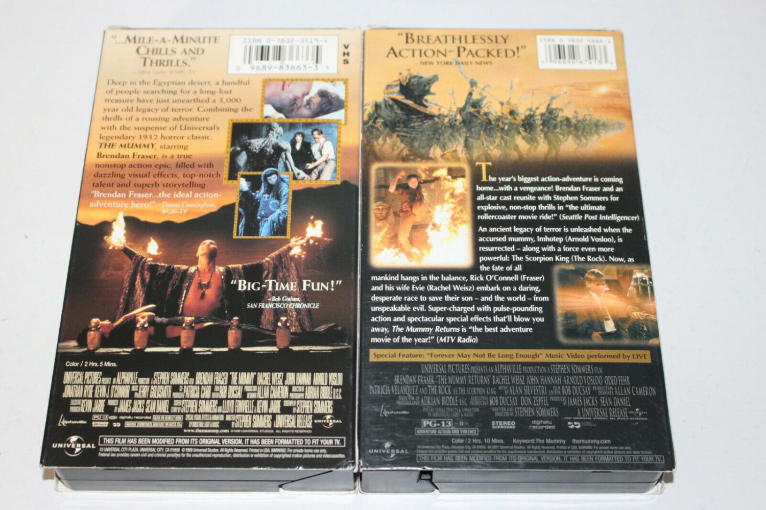 The Mummy (VHS, 1999) and The Mummy Returns (VHS, 2001)