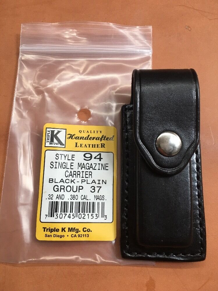 Triple K #94 Single Mag Carrier .32/.380 SINGLE STACK MAGS BLACK PLAIN NEW