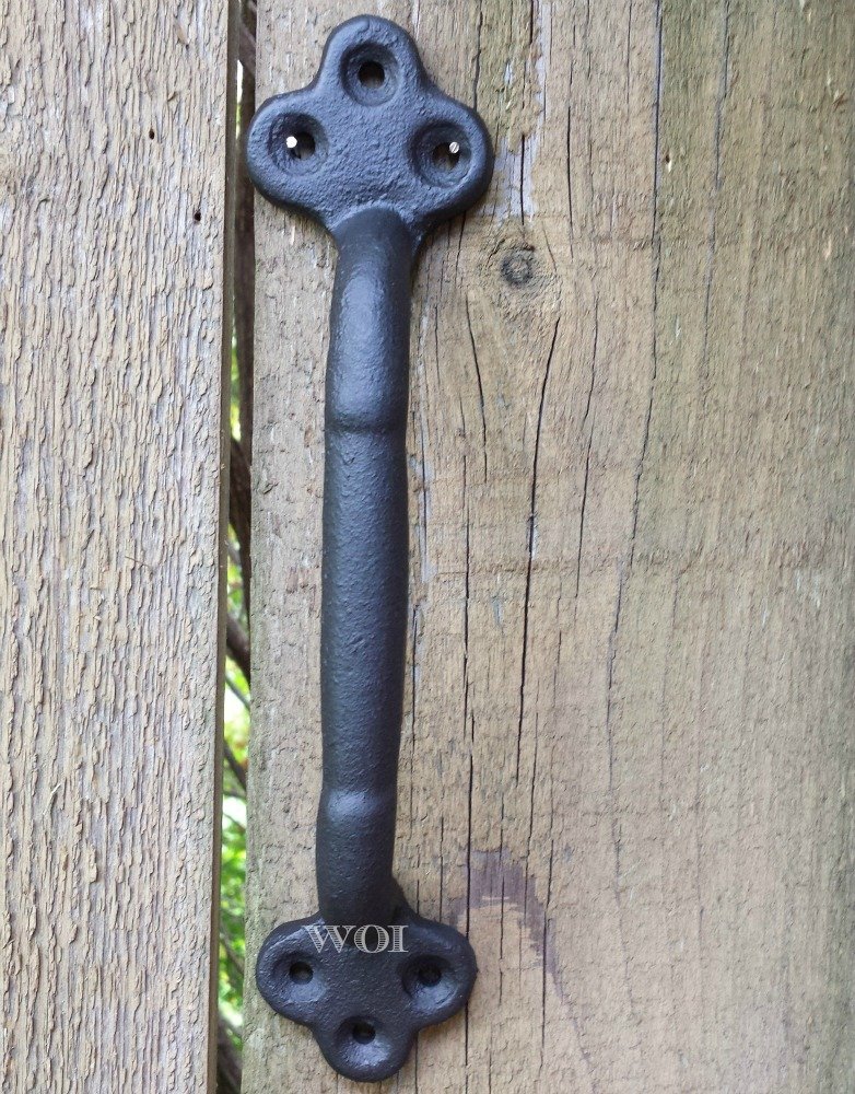 Large Black Cast Iron Gate Handle Fence Shed Barn Door Pull Metal Grip ...