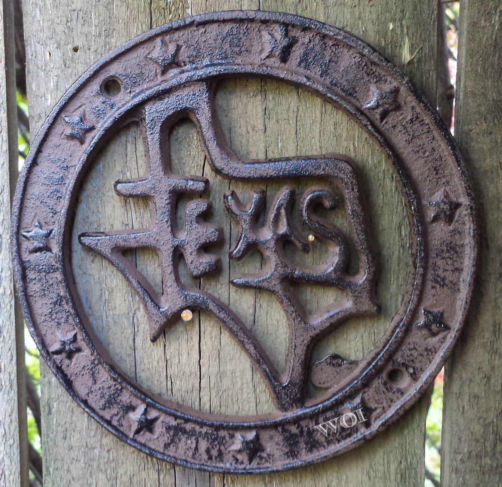 Distressed Metal Texas State Crest USA Star Wreath Wall Plaque Hanging ...