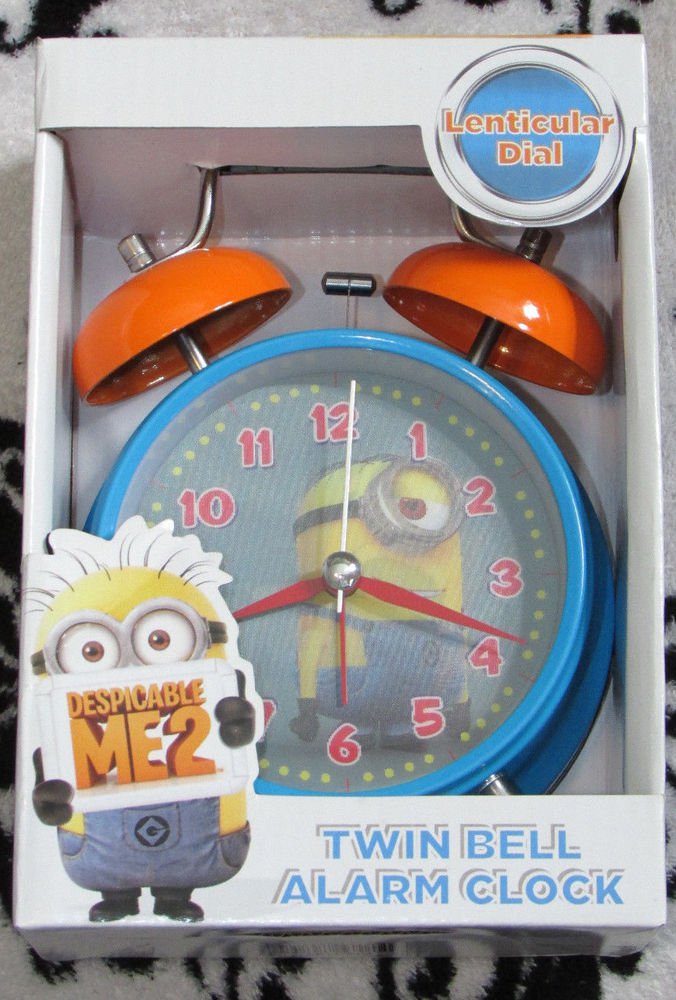 NIB Despicable Me 2 Stuart Minion Minions Lenticular Dial Twin Bell ...