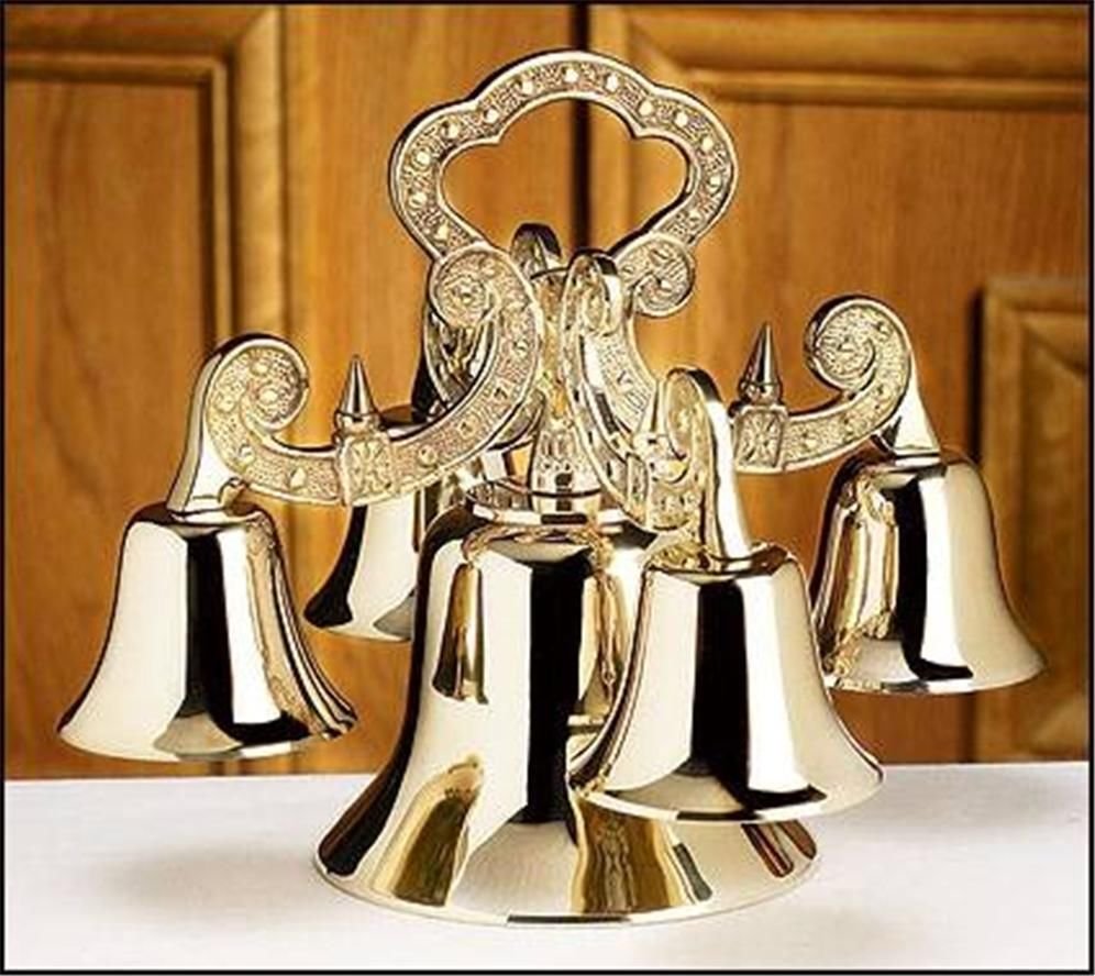 Altar Bells Five Bells Brass with Brass Handle 12"W x 9"H Sanctuary ...