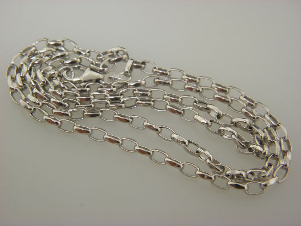 LXG 14K SOLID WHITE GOLD ROUND LINK BOX CHAIN 2.50MM, 22" INCH, MADE OF ...