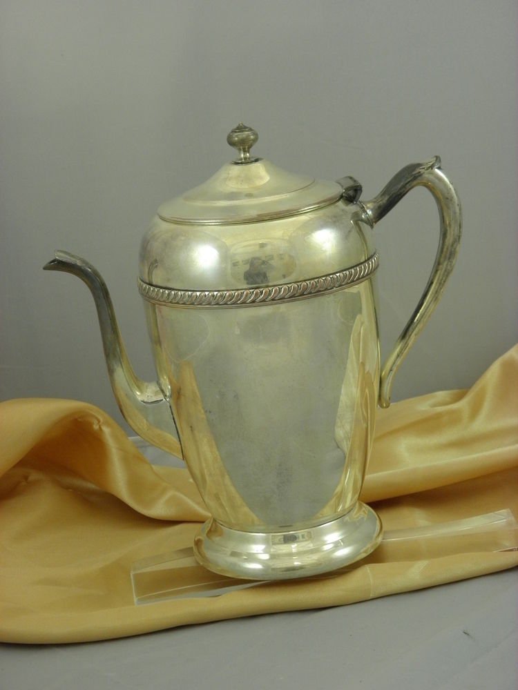 VINTAGE B.ROGERS SILVER CO SILVER ON COPPER TEA POT # 2310