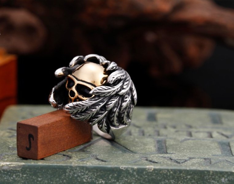 Hells Angels Club Jewelry Rings Guangzhou Spplier Man's Feather Skull ...