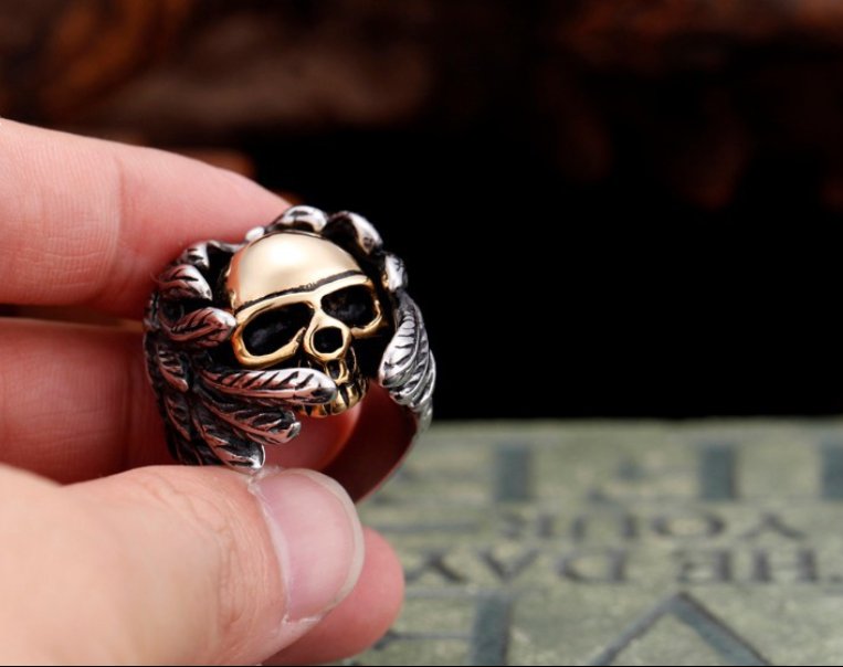 Hells Angels Club Jewelry Rings Guangzhou Spplier Man's Feather Skull ...