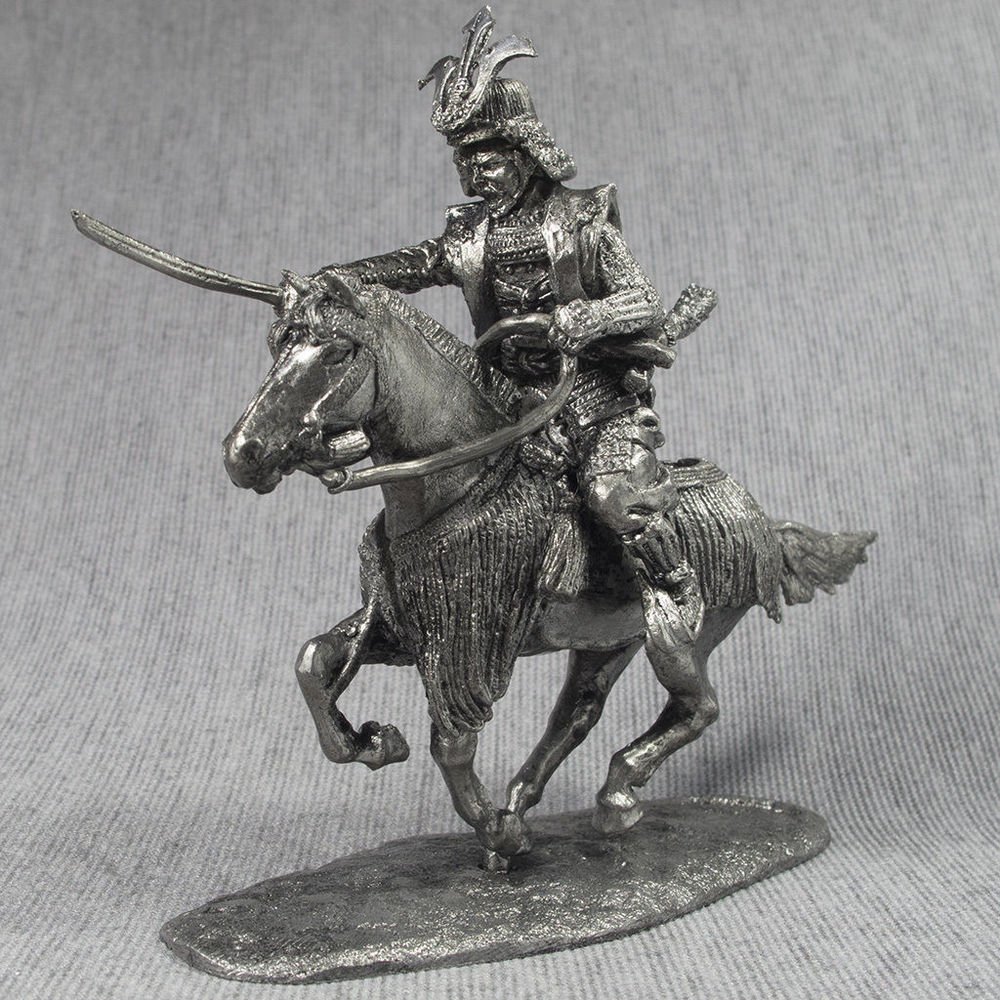 Tin Toy Cavalry Soldier Mounted Samurai with sword 54mm metal 1/32 ...