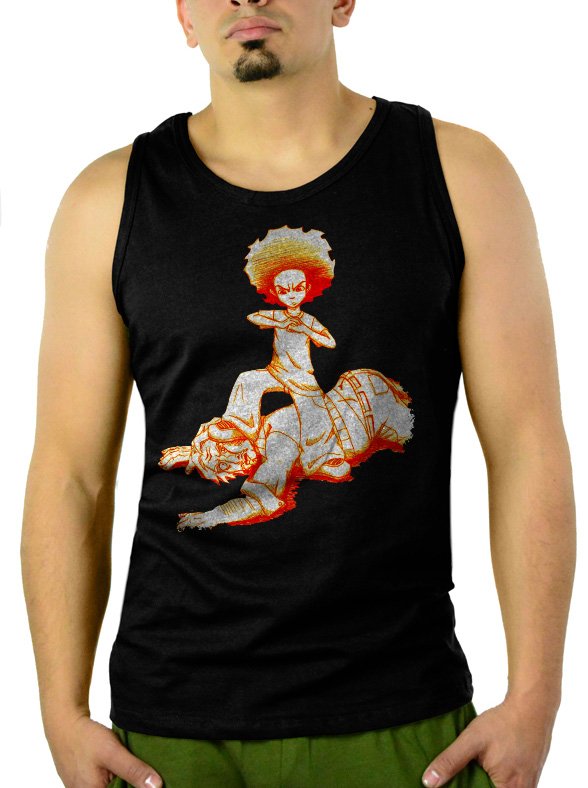 Huey Freeman The Boondocks Men Black Tank Top Sleeveless