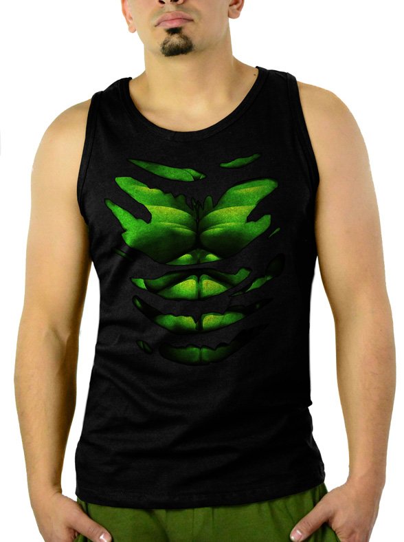 RIPPED HULK SUPERHERO ICONIC COMIC Men Black Tank Top Sleeveless