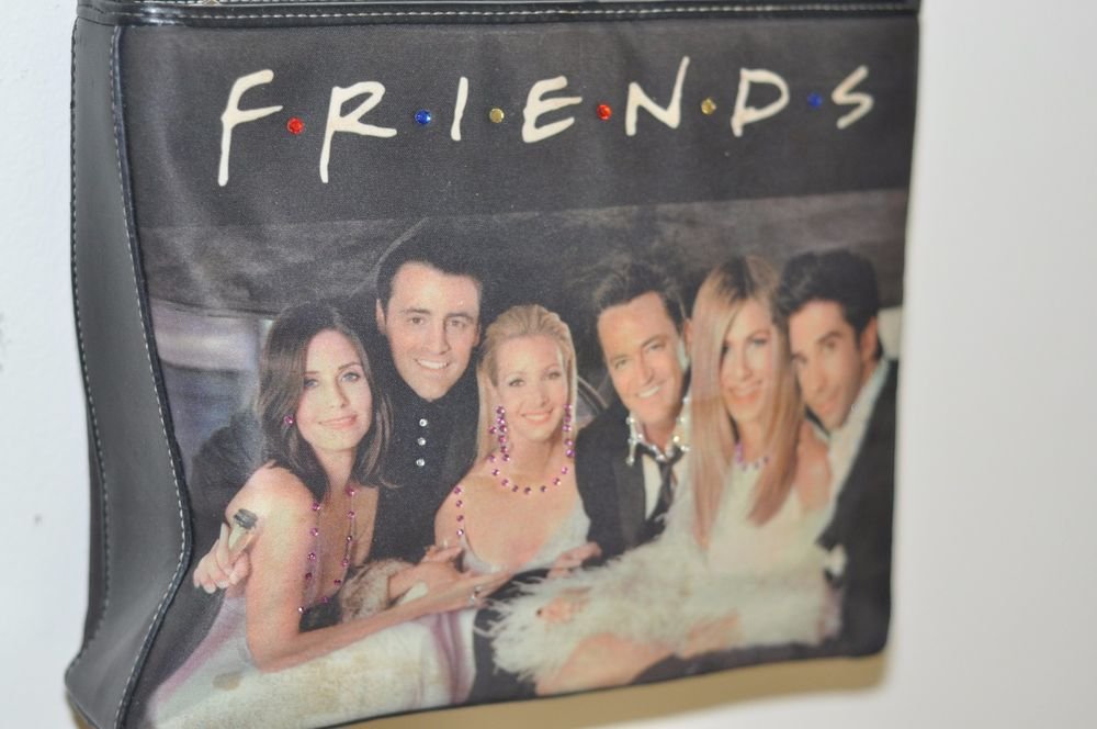 Friends TV Show Black Shoulder Purse with Crystal Accents
