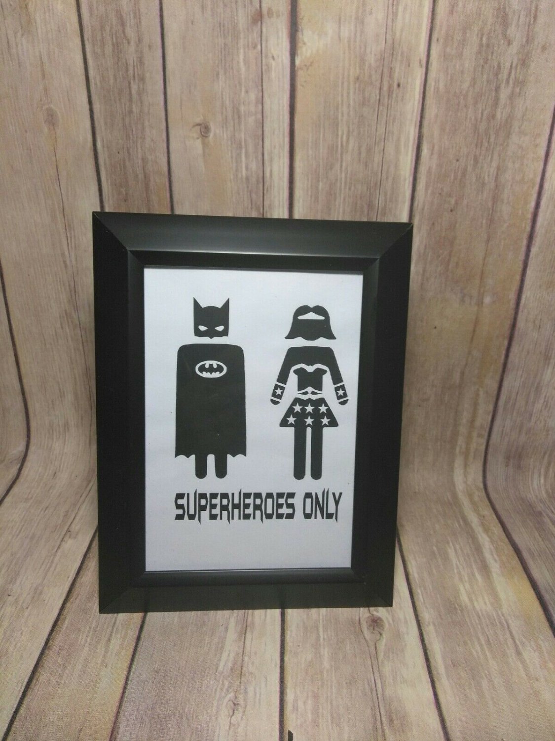 Batman and wonder woman bathroom door sign - Bathroom Superheroes only ...