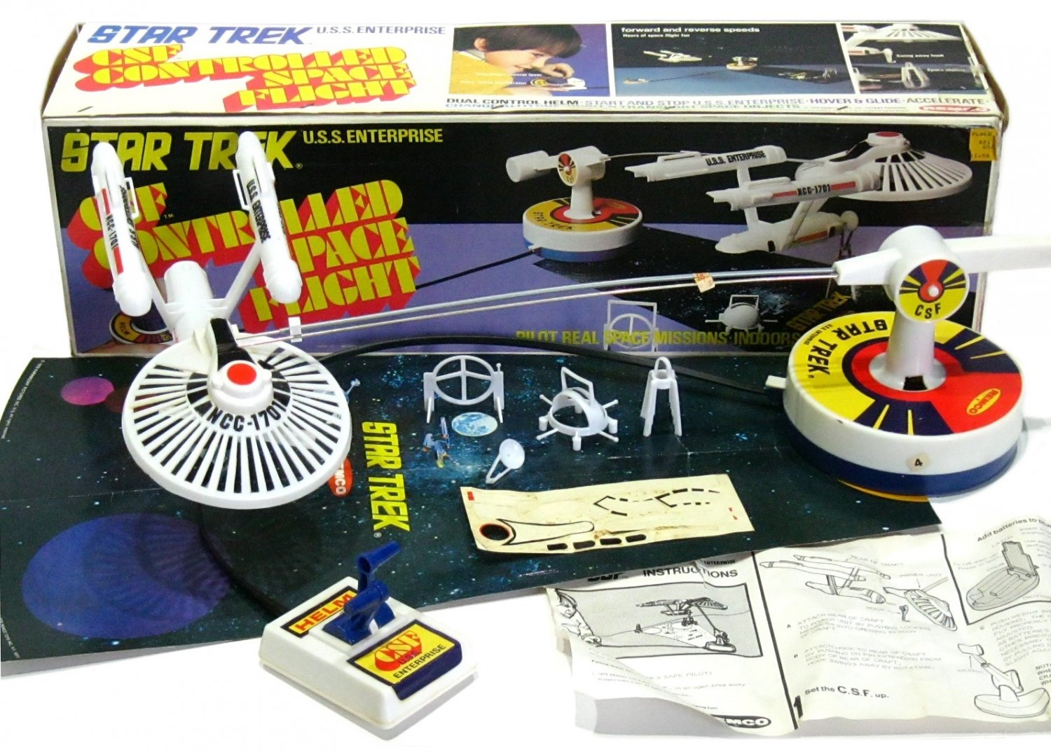 Vintage Star Trek USS Enterprise CSF Space Flight VertiBird Complete w ...